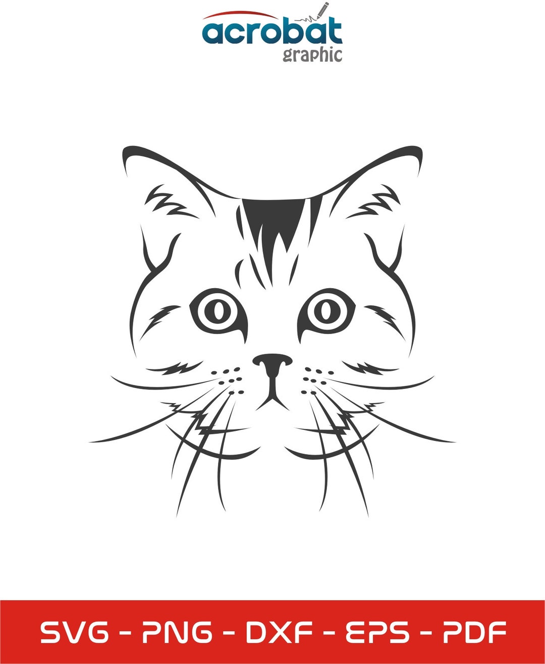 Cat Face SVG, Cute Kitten Vector, Laser Cut File (digital Download) - Etsy