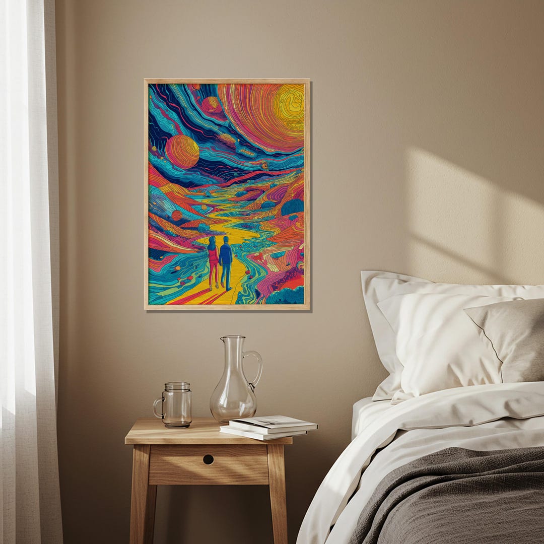 Colorful Space Path Poster, Abstract Cosmic Art Print, Vibrant ...