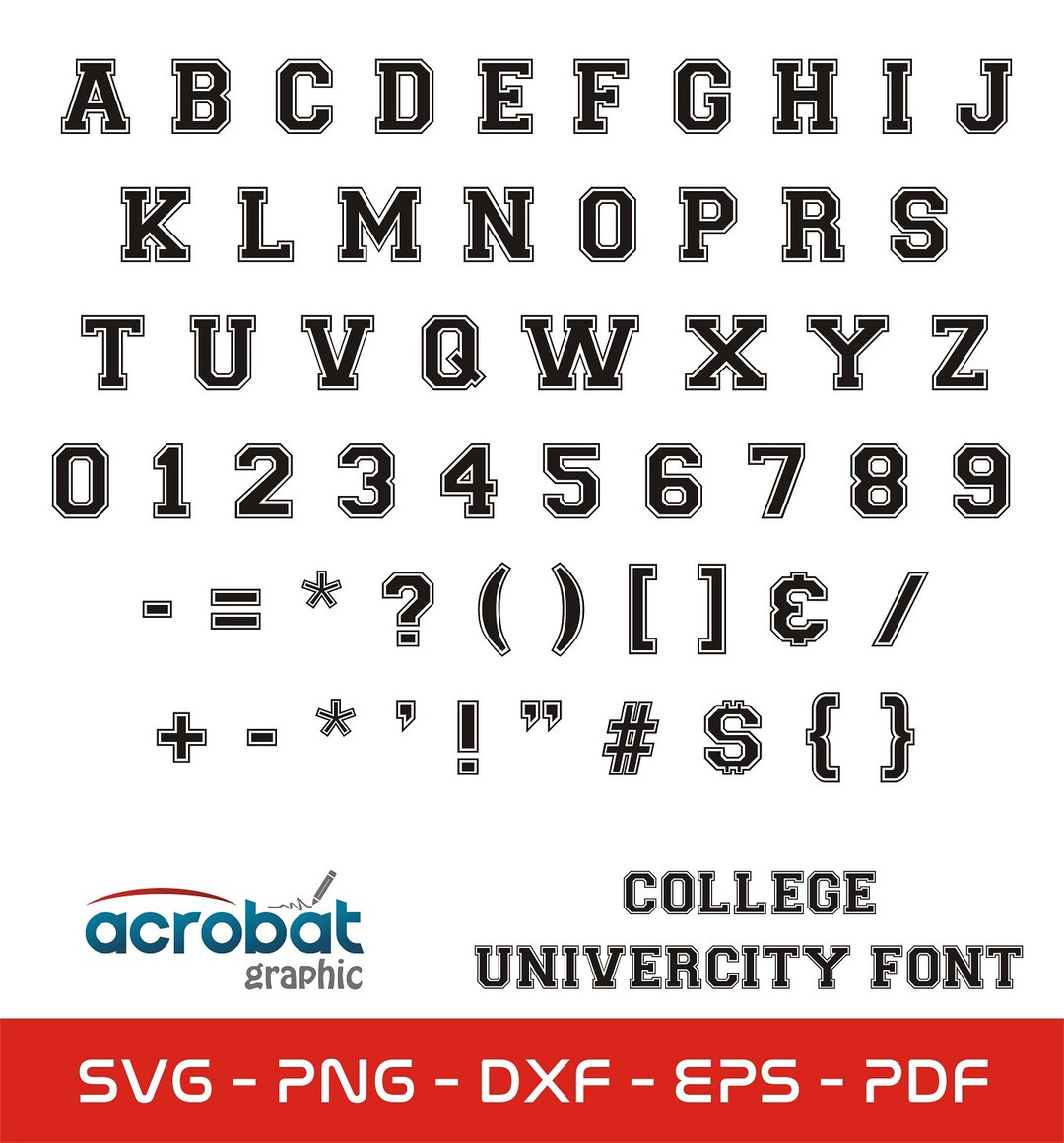 College Font, College Typeface Svg, Font SVG, Monogram Font, Vector ...