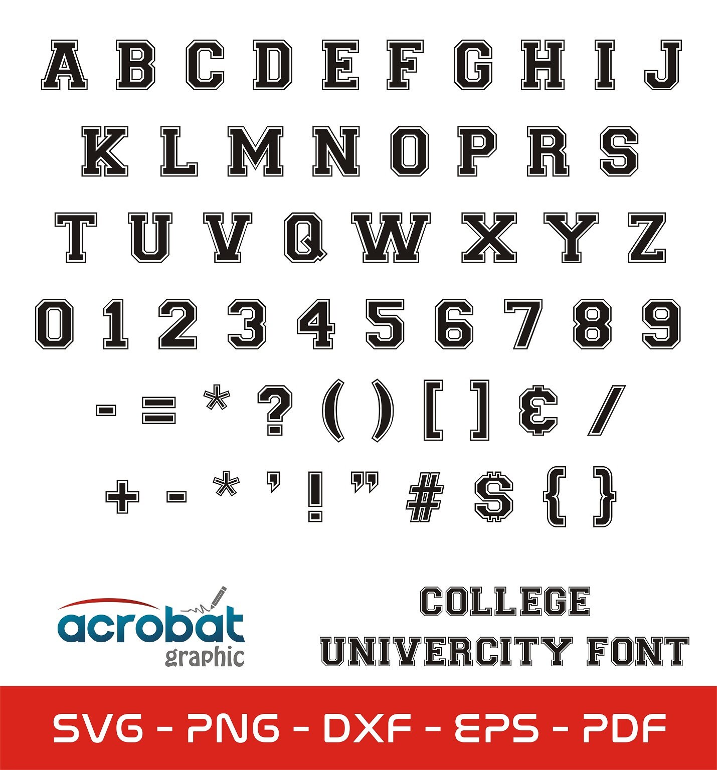 College Font, College Typeface Svg, Font SVG, Monogram Font, Vector ...