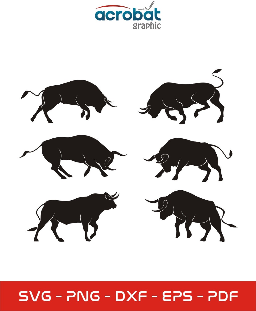 Bull Monogram Pack, Bull SVG, Bull Laser Cut, Bull Silhouette, Bull ...