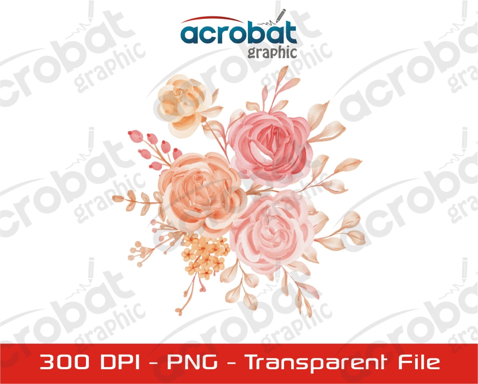 Rose Garden Clip Art Watercolor Flowers Clip Art Tropical - Etsy
