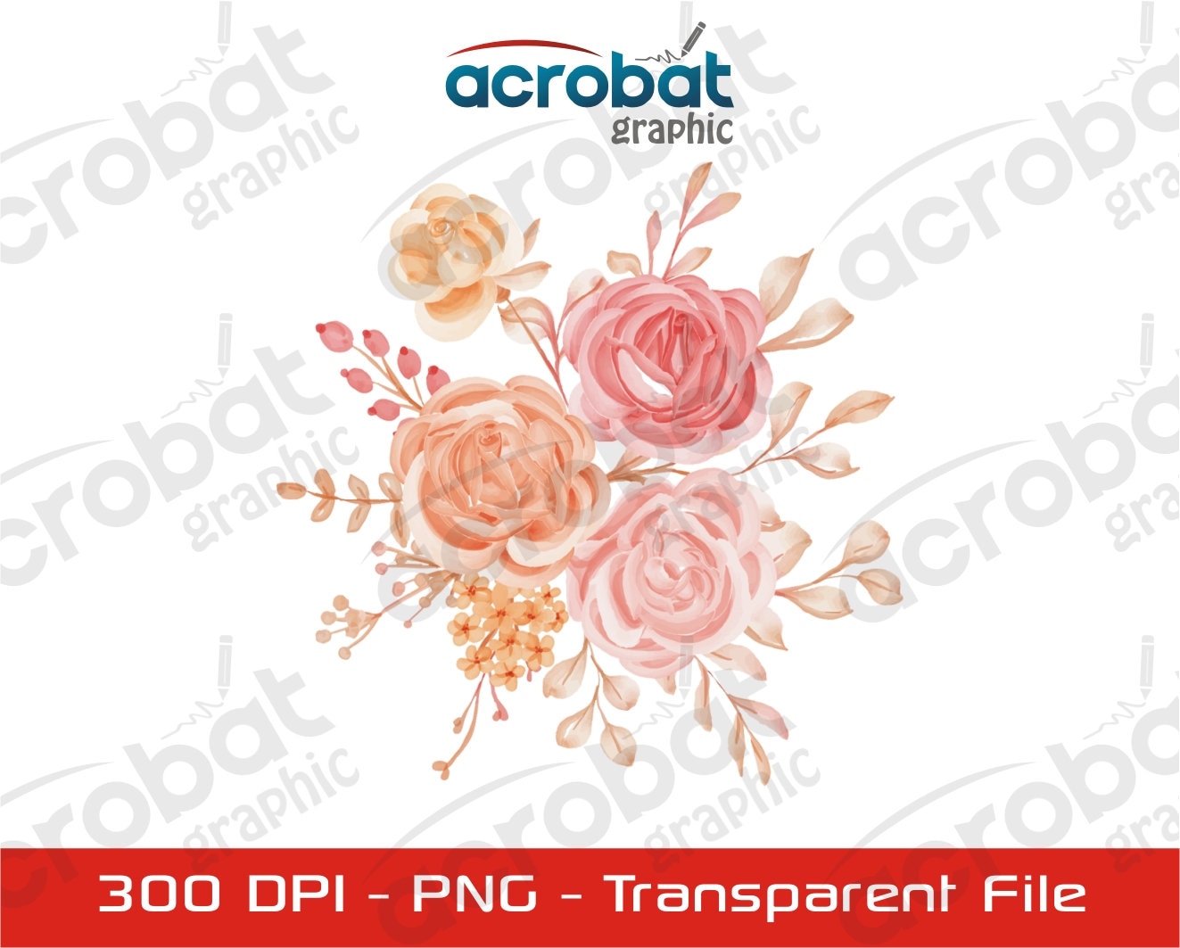 Rose Garden Clip Art Watercolor Flowers Clip Art Tropical - Etsy