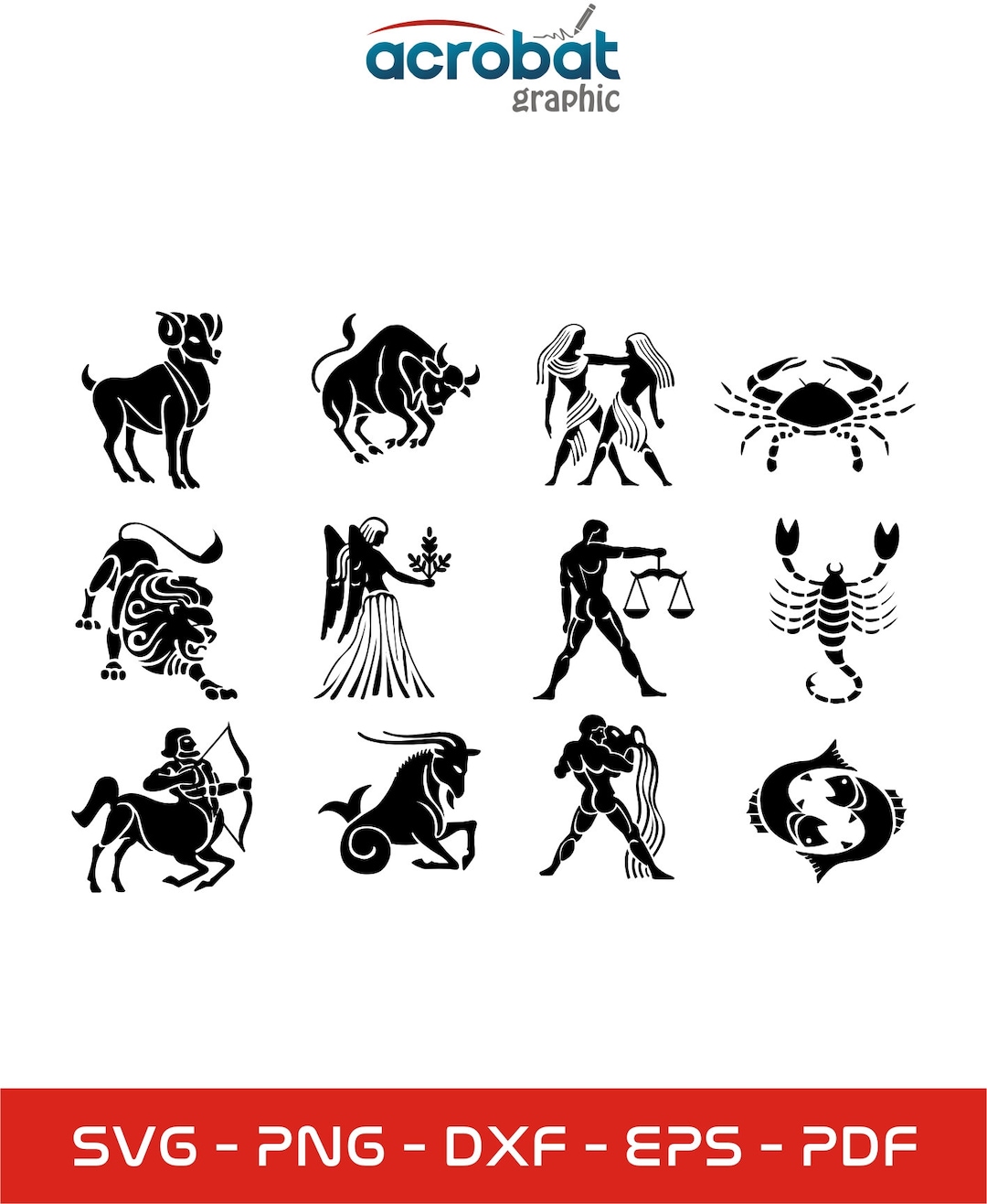 Horoscope Monogram Pack, Horoscope SVG, Aries, Taurus, Gemini, Cancer ...