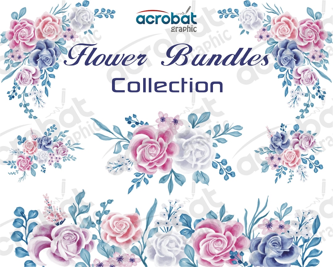 Watercolor Flower Clipart Bundle: Hand-painted Floral PNG (digital ...