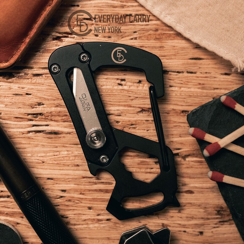 Carrybiner Titanium Carabiner Multi Tool With Utility Knife Minimalist ...