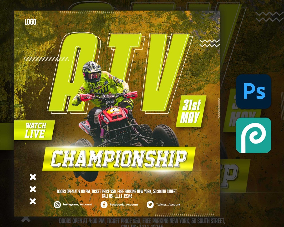 ATV Flyer, 4 Wheeler Invitation, Dirt Bike Race, Race Flyer, Atv ...
