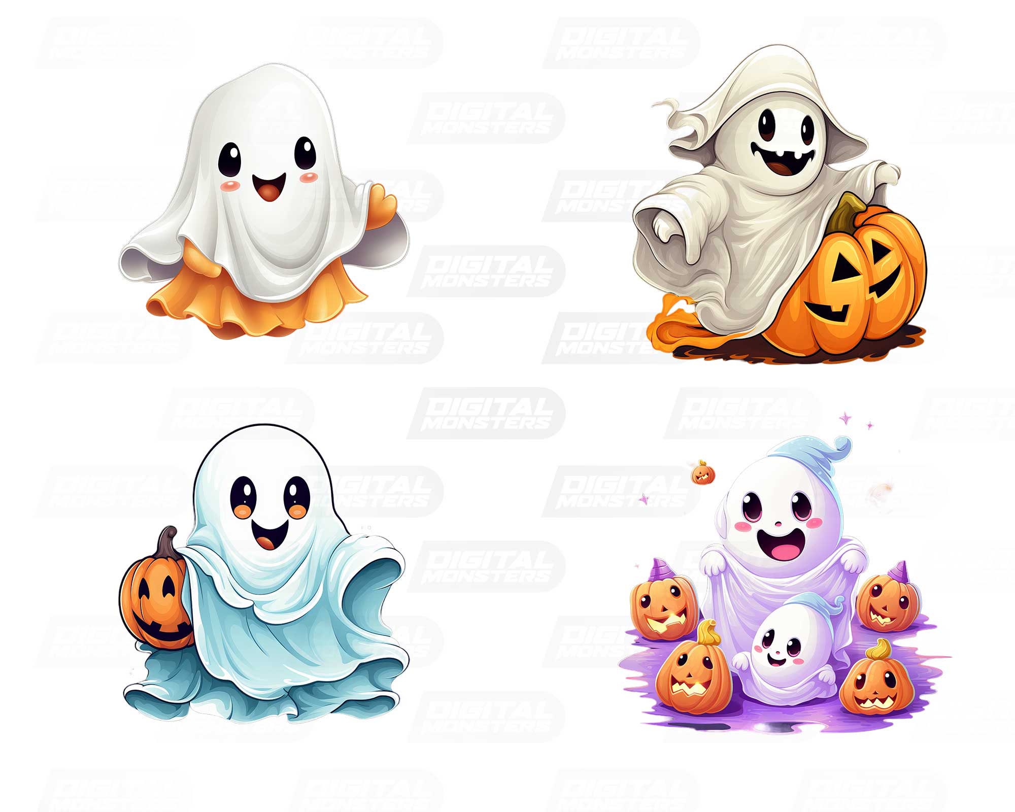 Cute Halloween Ghost Png Clipart, Cute Ghost Printable Art, Halloween ...