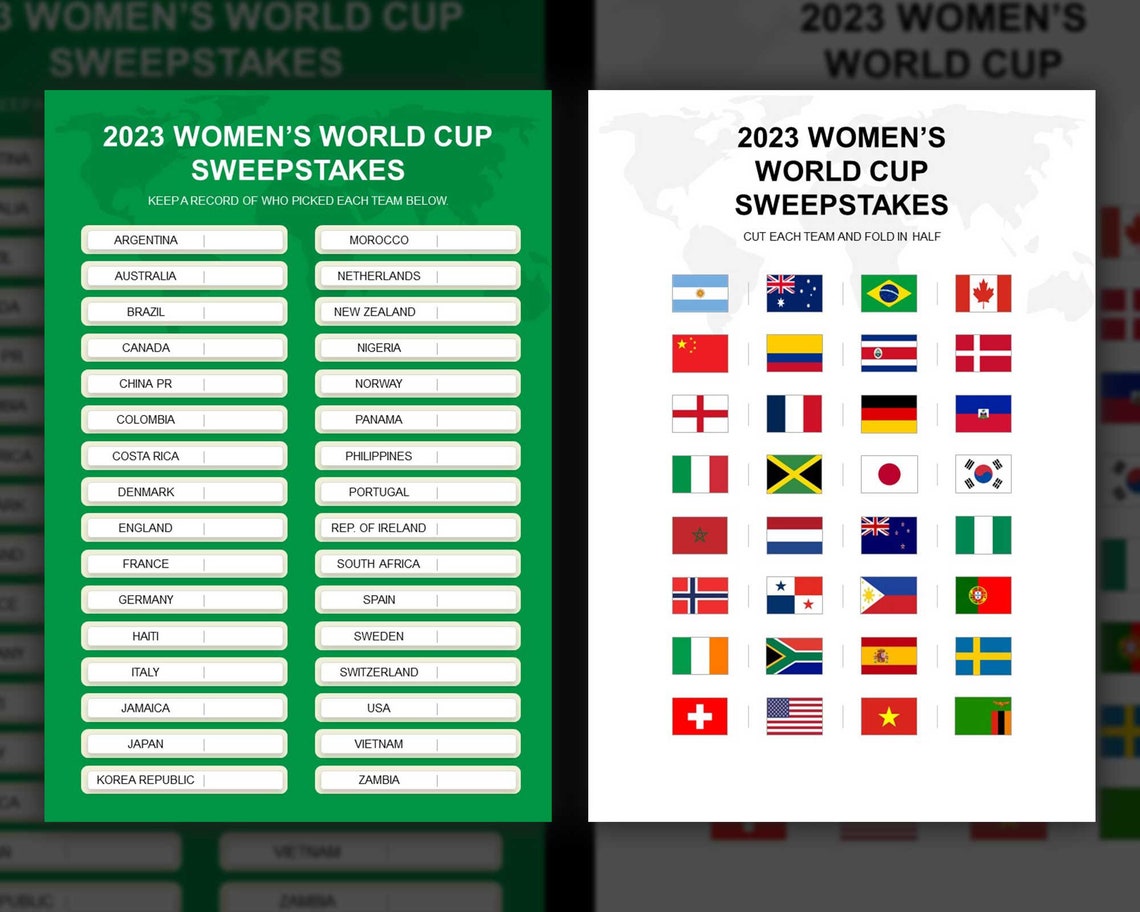 2023 Women's Fifa World Cup Sweepstake Kit Fifa 2023 - Etsy Canada