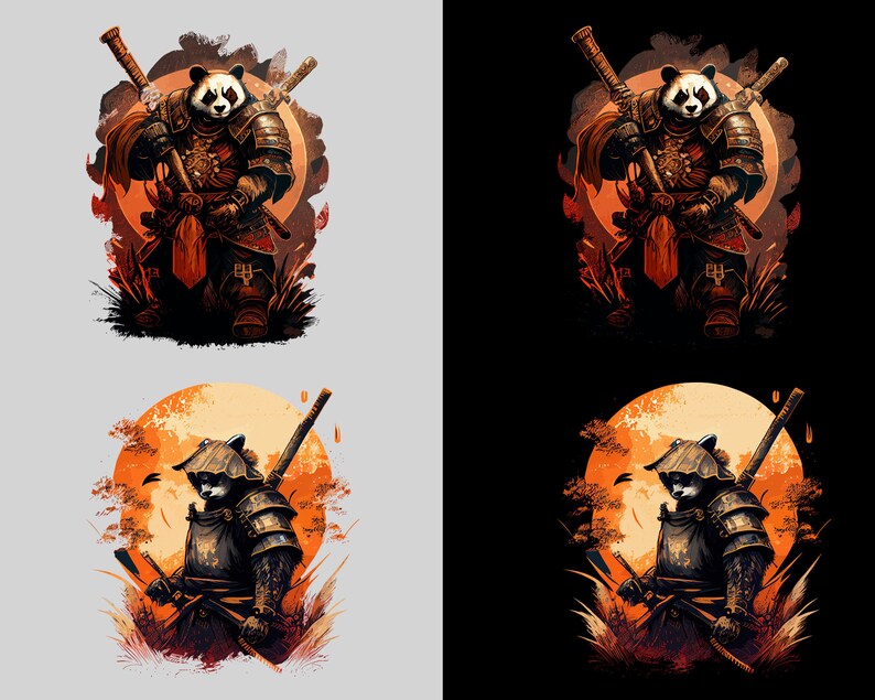 Panda Samurai Digital Print Art Kung Fu Panda Warrior Panda - Etsy