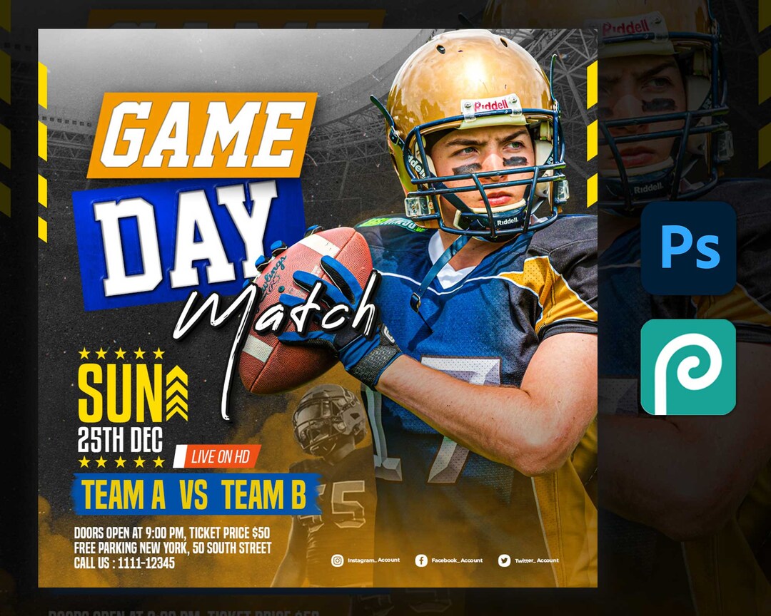 American Football Template, Football Game Flyer, Nfl Flyer Template ...