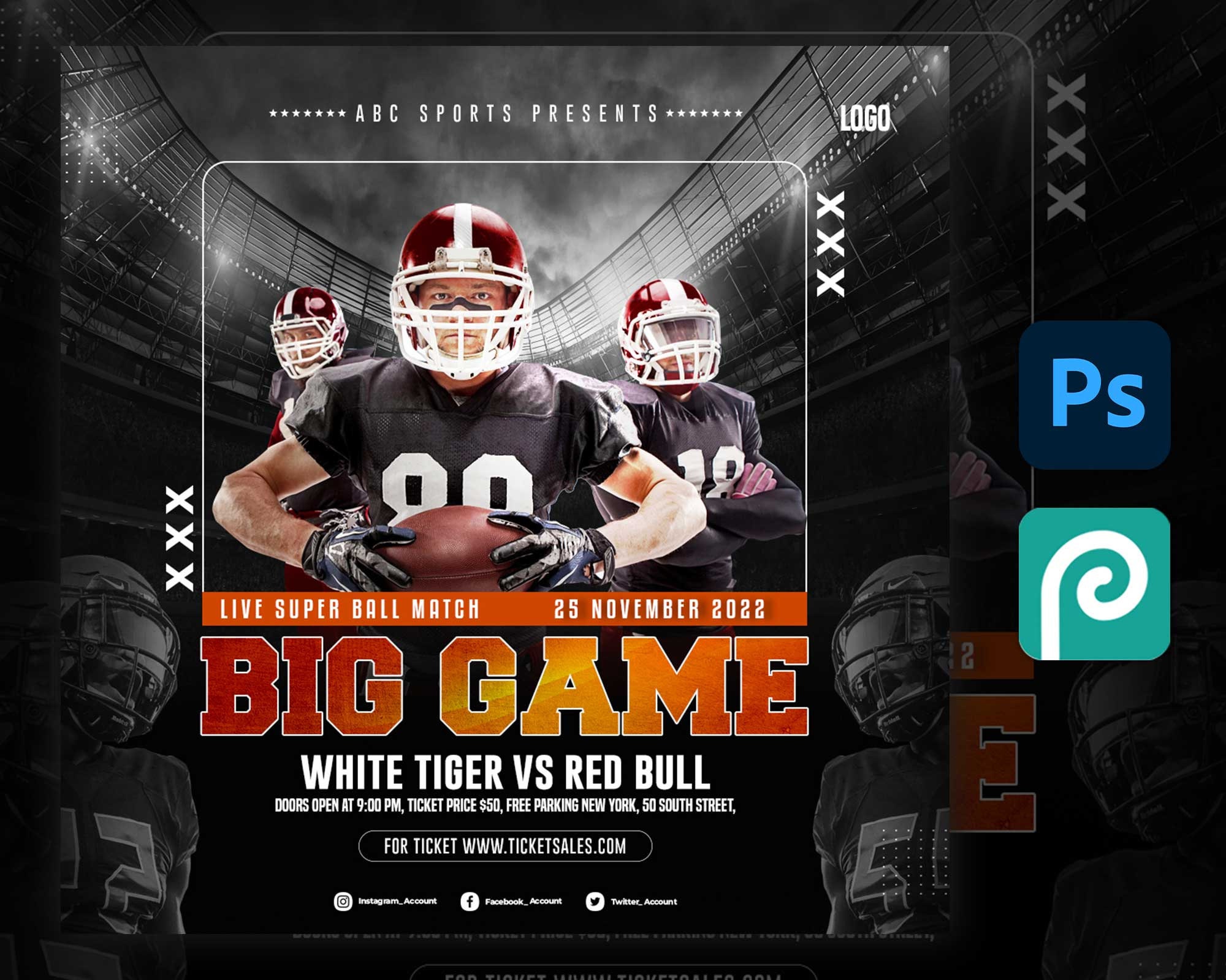 NFL American Football Template, Sportsflyer, American Football Flyer ...