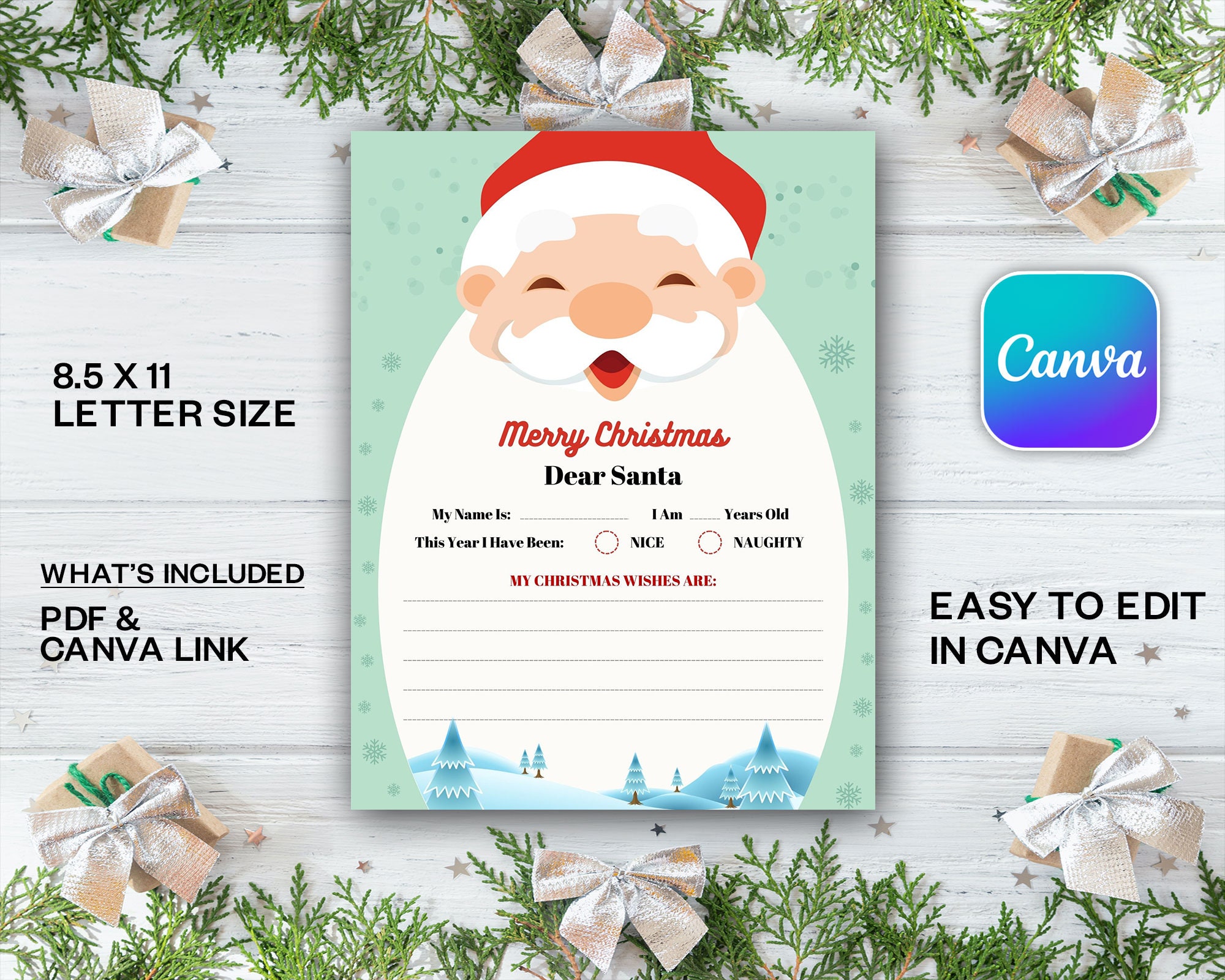Christmas Letter PDF Letter Canva Editable Letter Letter to - Etsy