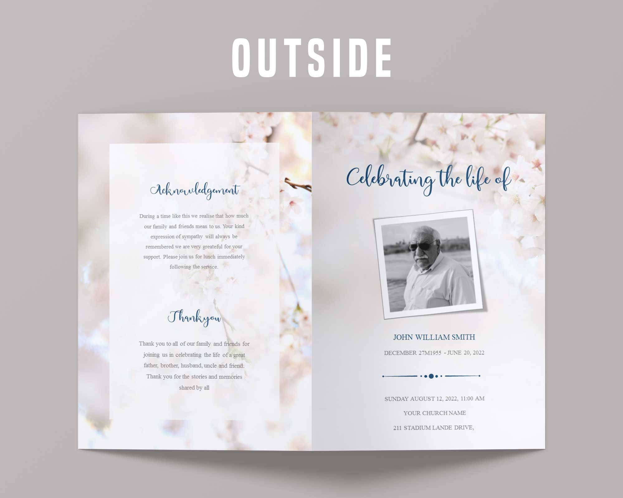 Template Celebration of Life Program, Memorial Prayer Card, Funeral ...