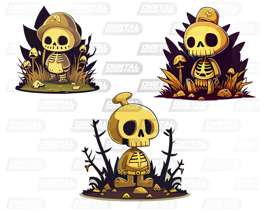 Cute Skeleton Mascot Print Art - Etsy