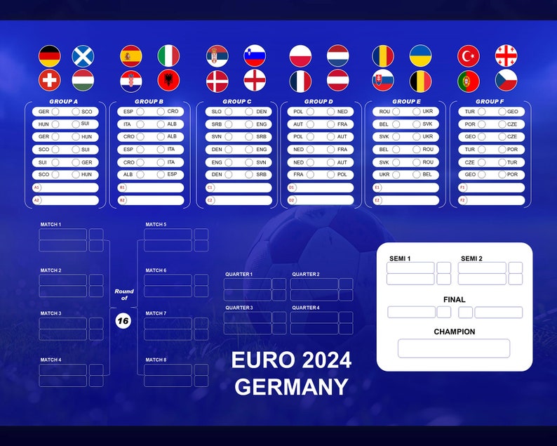 Printable UEFA EURO 2024 Schedule, Wall Chart, Eurocup, Euro 2024 ...