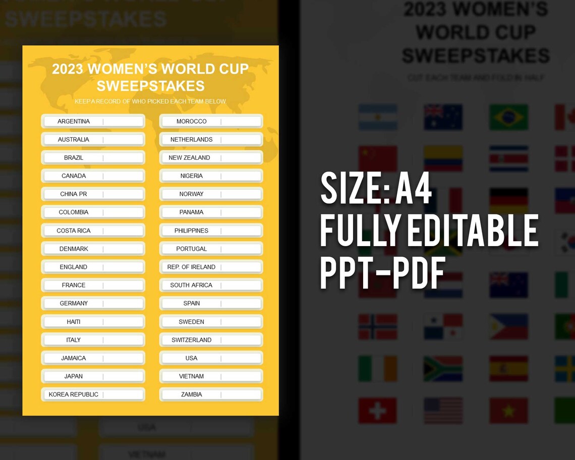 2023 Women's Fifa World Cup Sweepstake Kit Fifa 2023 - Etsy Canada