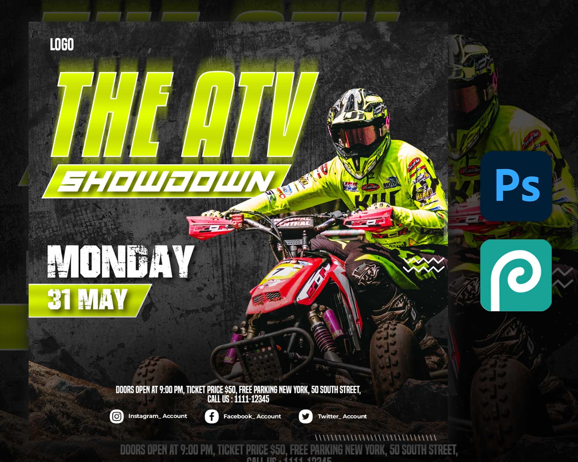 ATV Flyer, 4 Wheeler Invitation, Dirt Bike Race, Race Flyer, Atv ...