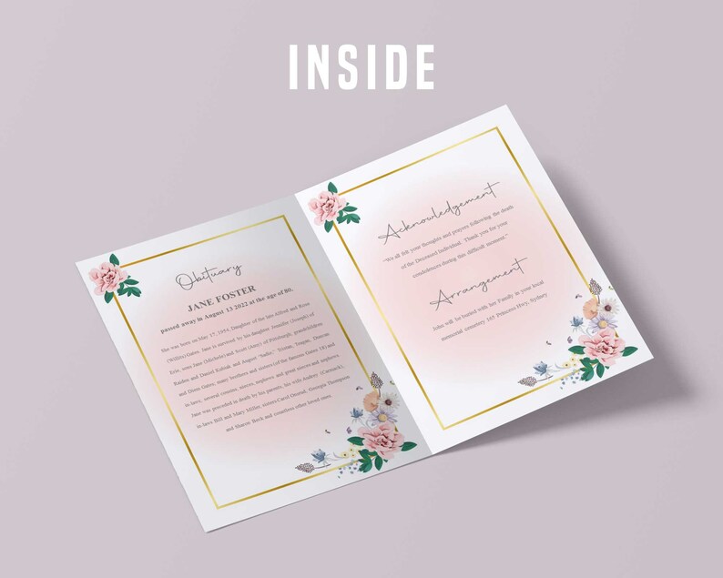 Minimalist Funeral Program Template Professional Funeral - Etsy