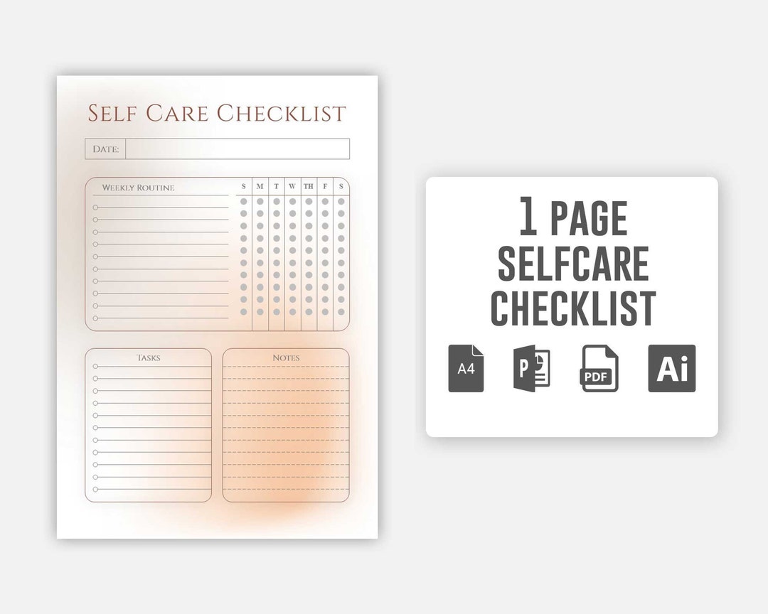 Self Care Checklist, Self Care to Do List, Skincare Routine Printable ...