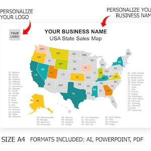 Coloring the States, USA Map, Editable USA Map, Powerpoint Template ...