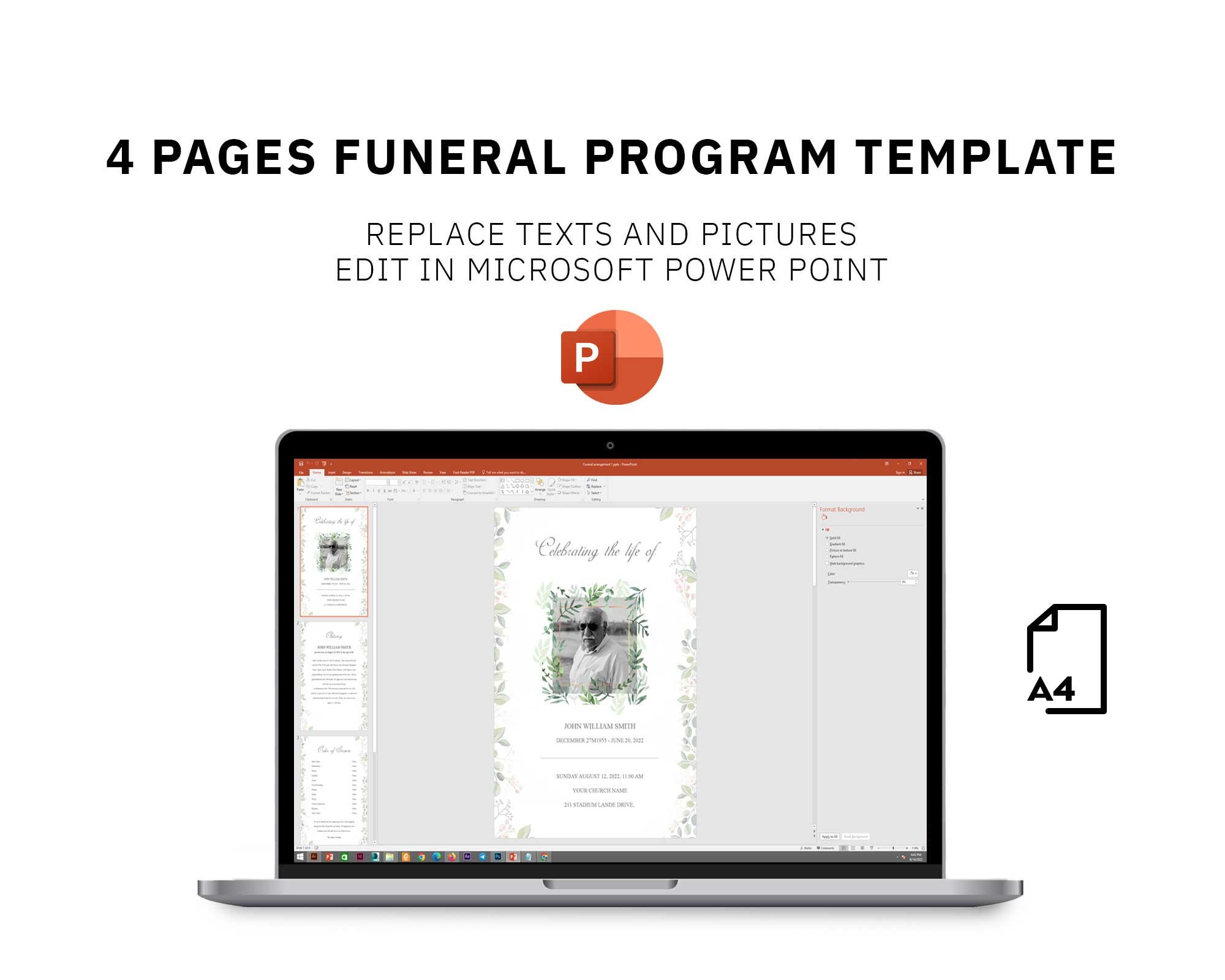 Professional Funeral Program Template, Funeral Program Template ...