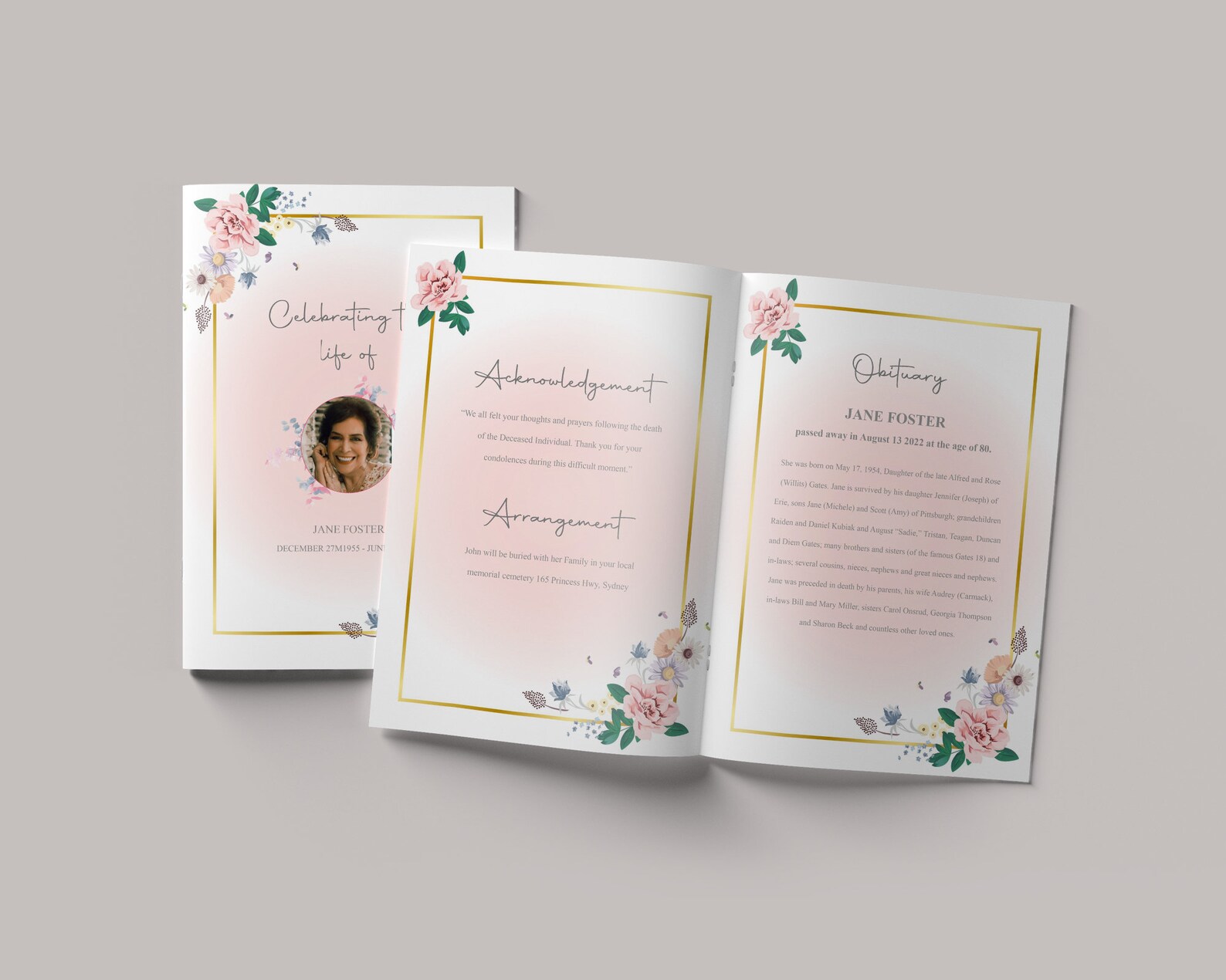 Minimalist Funeral Program Template Professional Funeral - Etsy