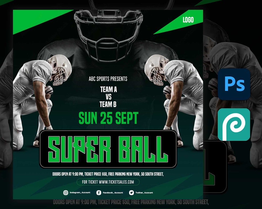 Big Clash Football Flyer, American Football Sports, Super Bowl Template ...