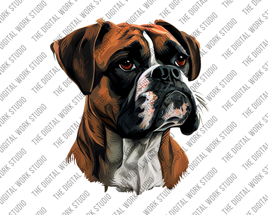 Boxer Dog Pet Portrait, Boxer Dogg Decor Wall Art, Boxer Dog Pet Art ...