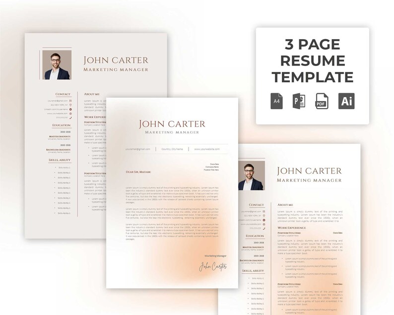Professional Modern Resume Template, CV Template, Clean Simple Resume ...