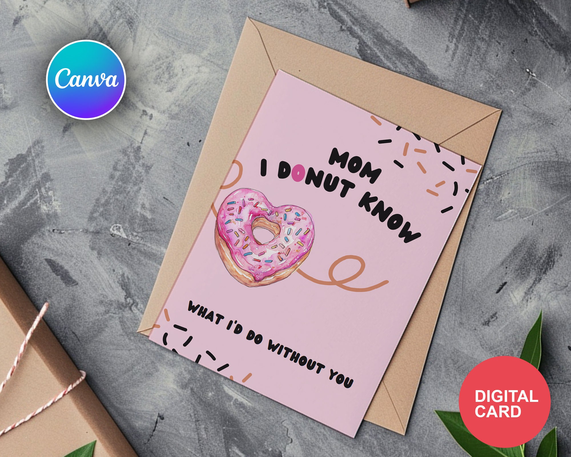 Printable Mothers Day Card Template, Happy Mothers Day, Donut, Instant ...