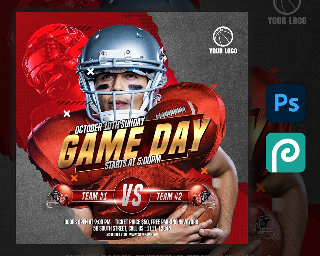 Big Clash Football Flyer, Editable Monday Game Night Football Flyer ...