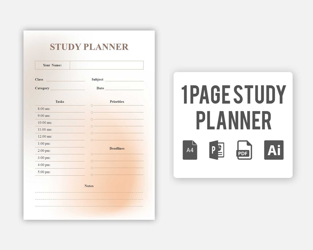 Study Planner, Student Planner Printable Template, School and College ...