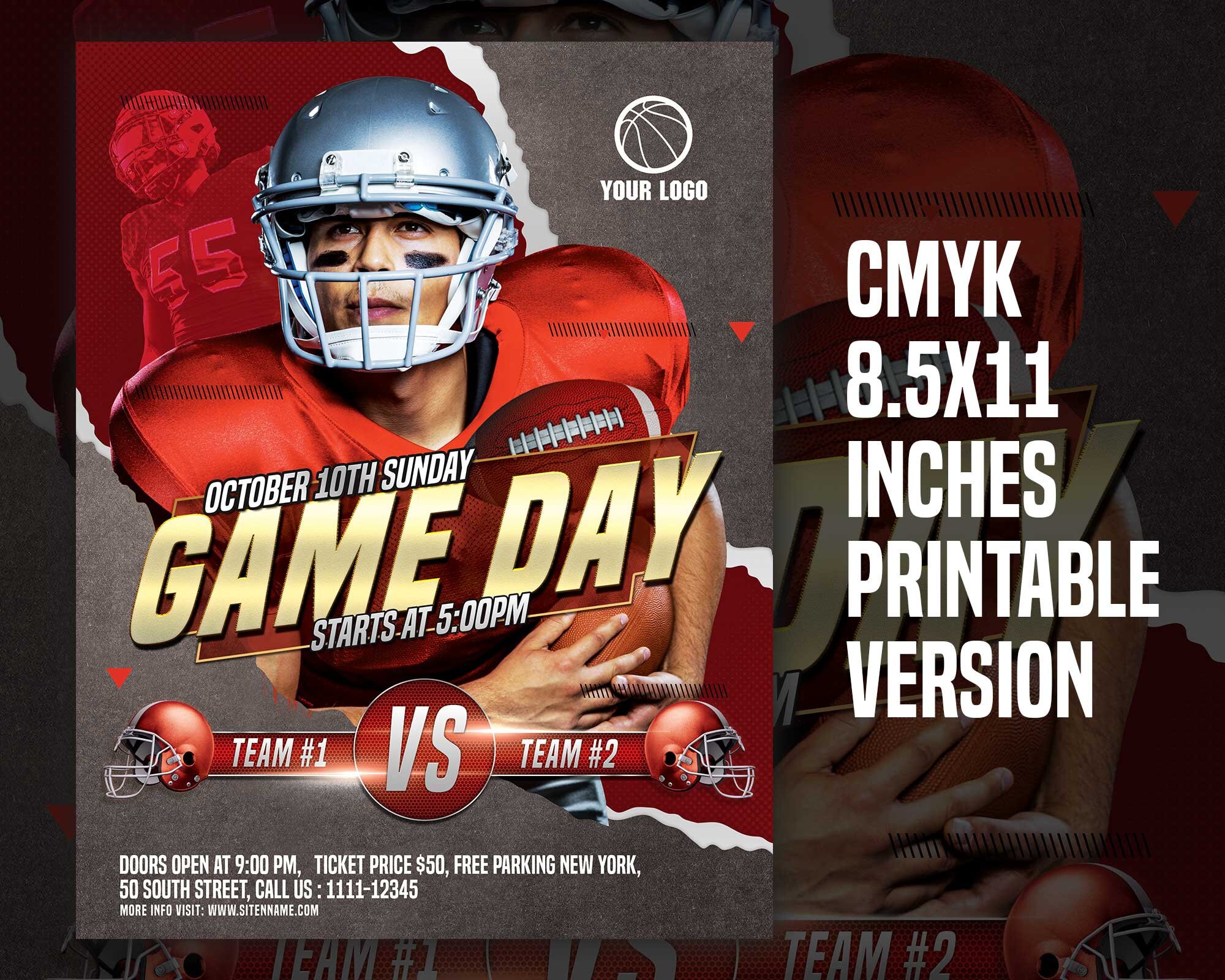 Big Clash Football Flyer, Editable Monday Game Night Football Flyer ...