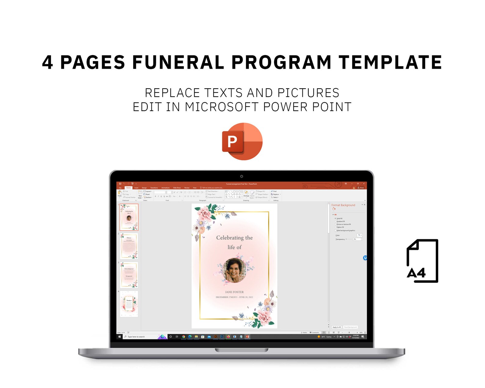 Minimalist Funeral Program Template Professional Funeral - Etsy