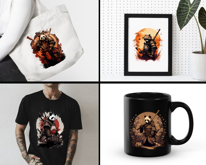 Panda Samurai Digital Print Art Kung Fu Panda Warrior Panda - Etsy