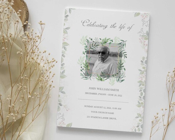 Professional Funeral Program Template Funeral Program - Etsy