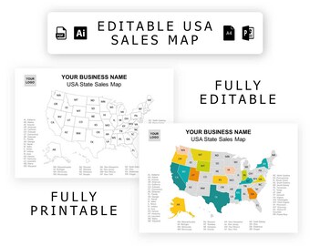 Editable United States of America Map Powerpoint Template - Etsy