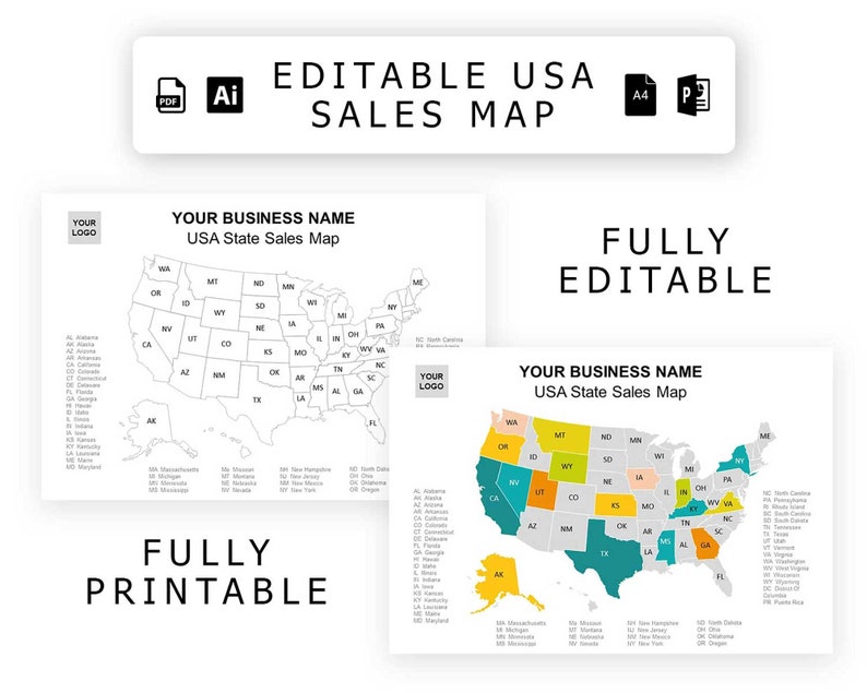 Coloring the States, USA Map, Editable USA Map, Powerpoint Template ...