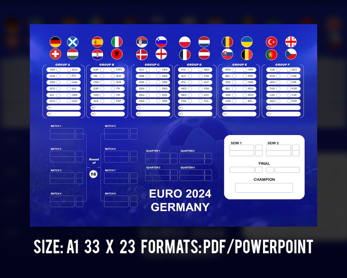 Buy Printable UEFA EURO 2024 Schedule, Wall Chart, Eurocup, Euro 2024 ...
