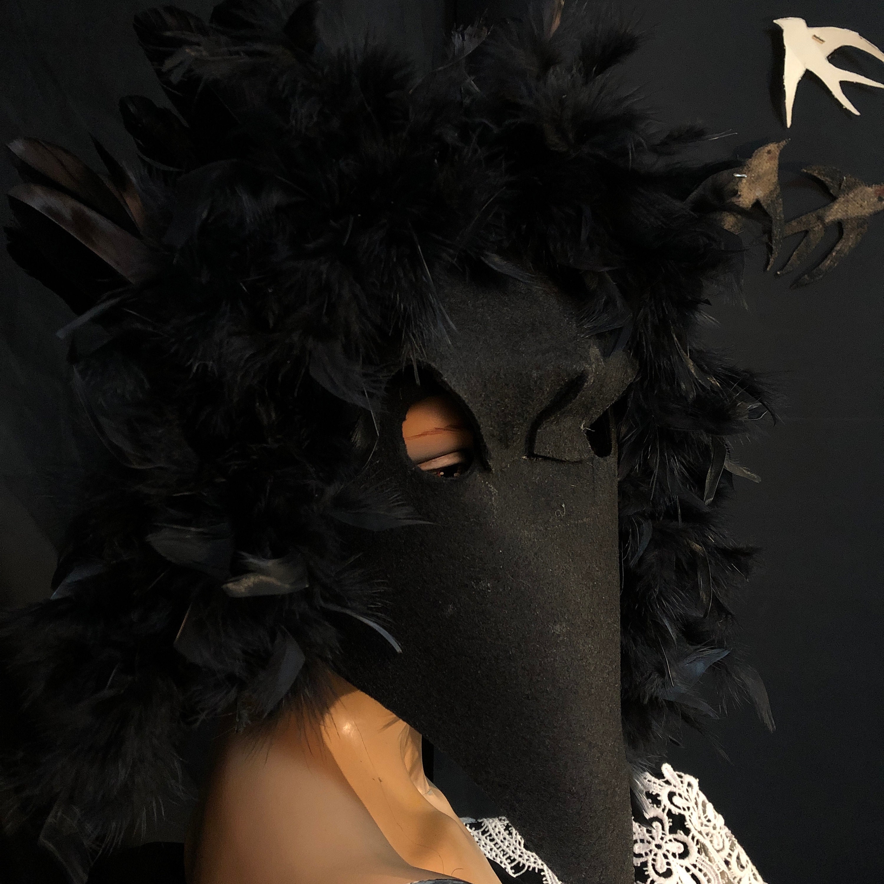 Plague Doctor Raven Mask Goth Raven Creepy Crow Mask Halloween ...