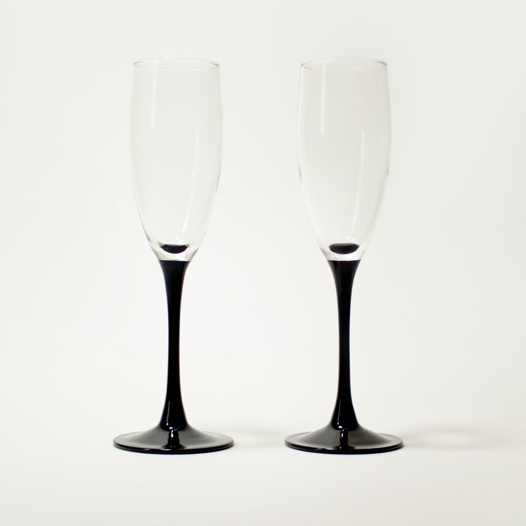 Vintage Luminarc | Champagne Flute Glasses | Opaque Obsidian Colour ...