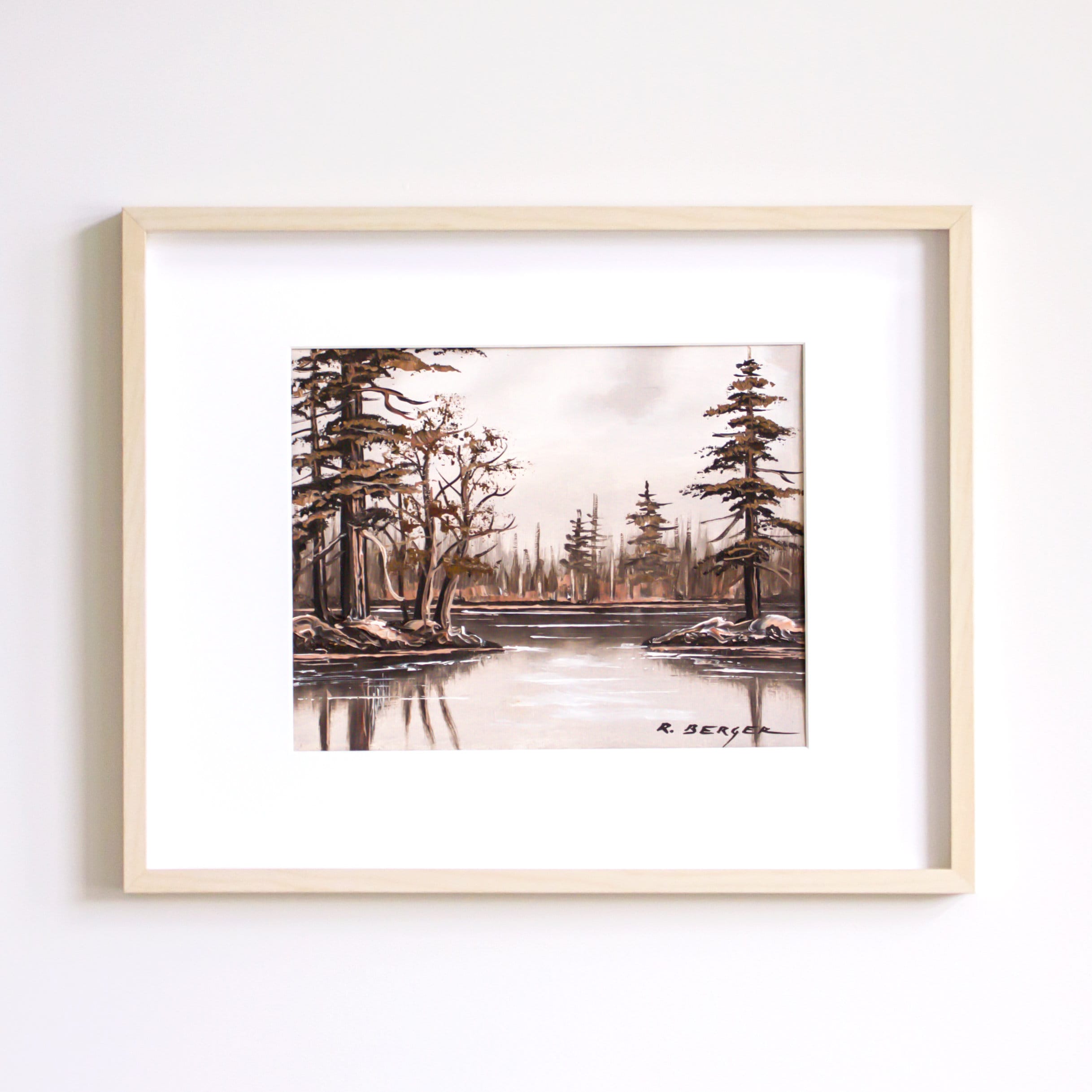 Vintage R. Berger Oil Painting: West Coast Forest Landscape, Framed Art ...