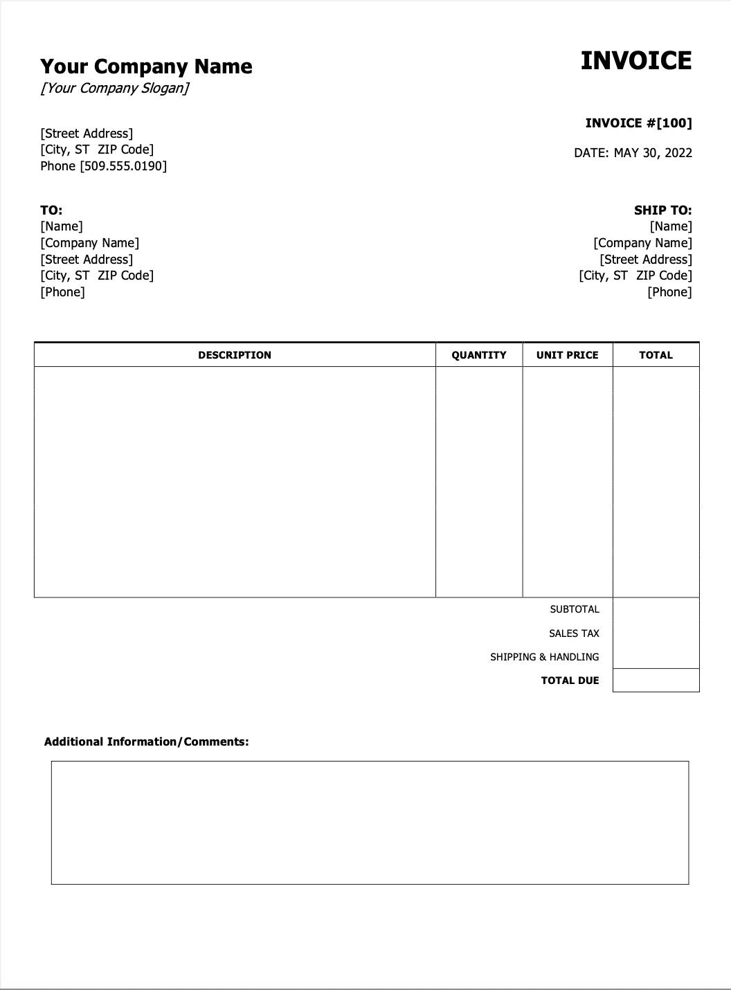 Simple Invoice Etsy