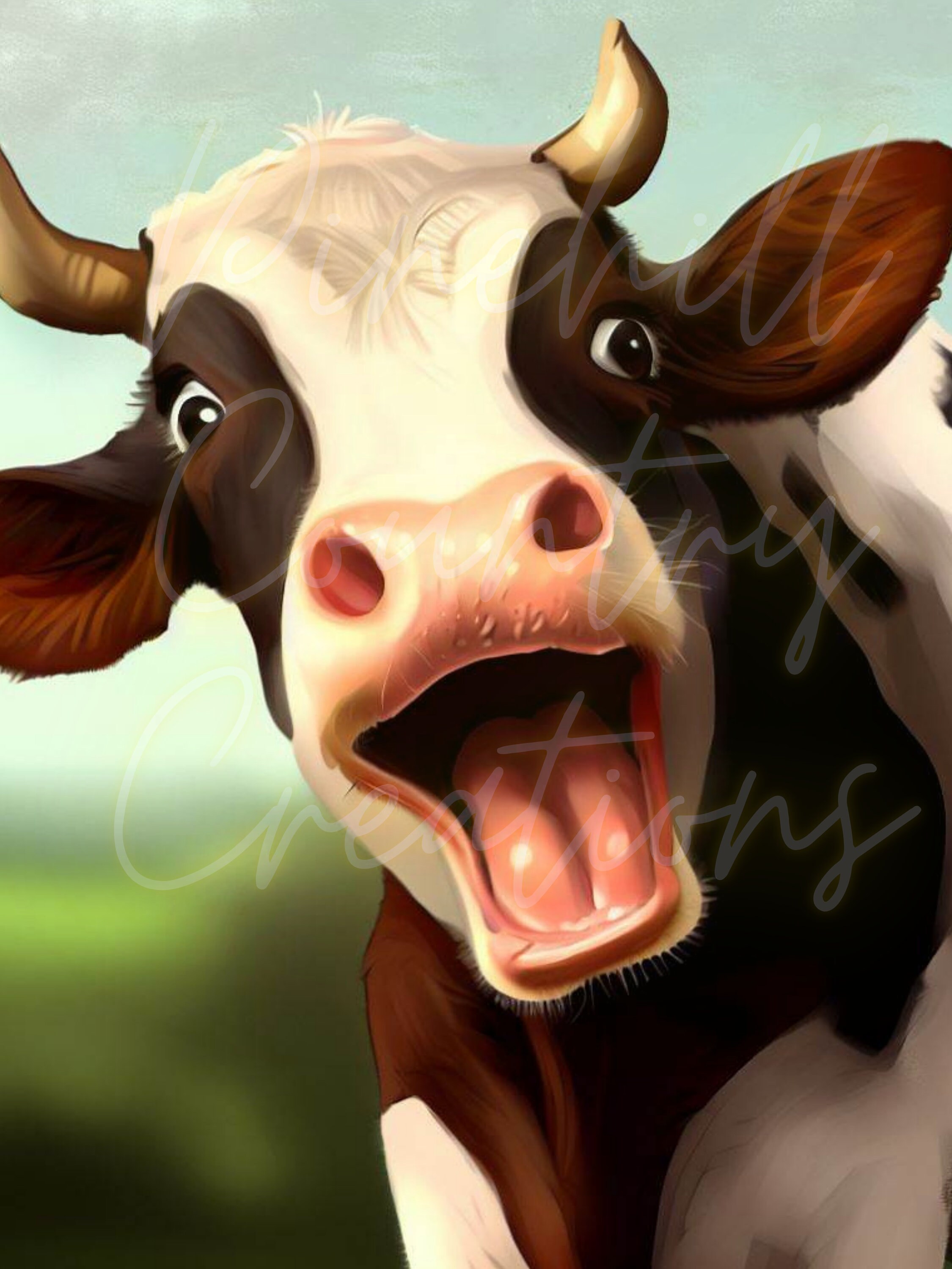 Laughing Cows Prints, Funny Farm Cows, Smiling Cow, Happy Heifer ...