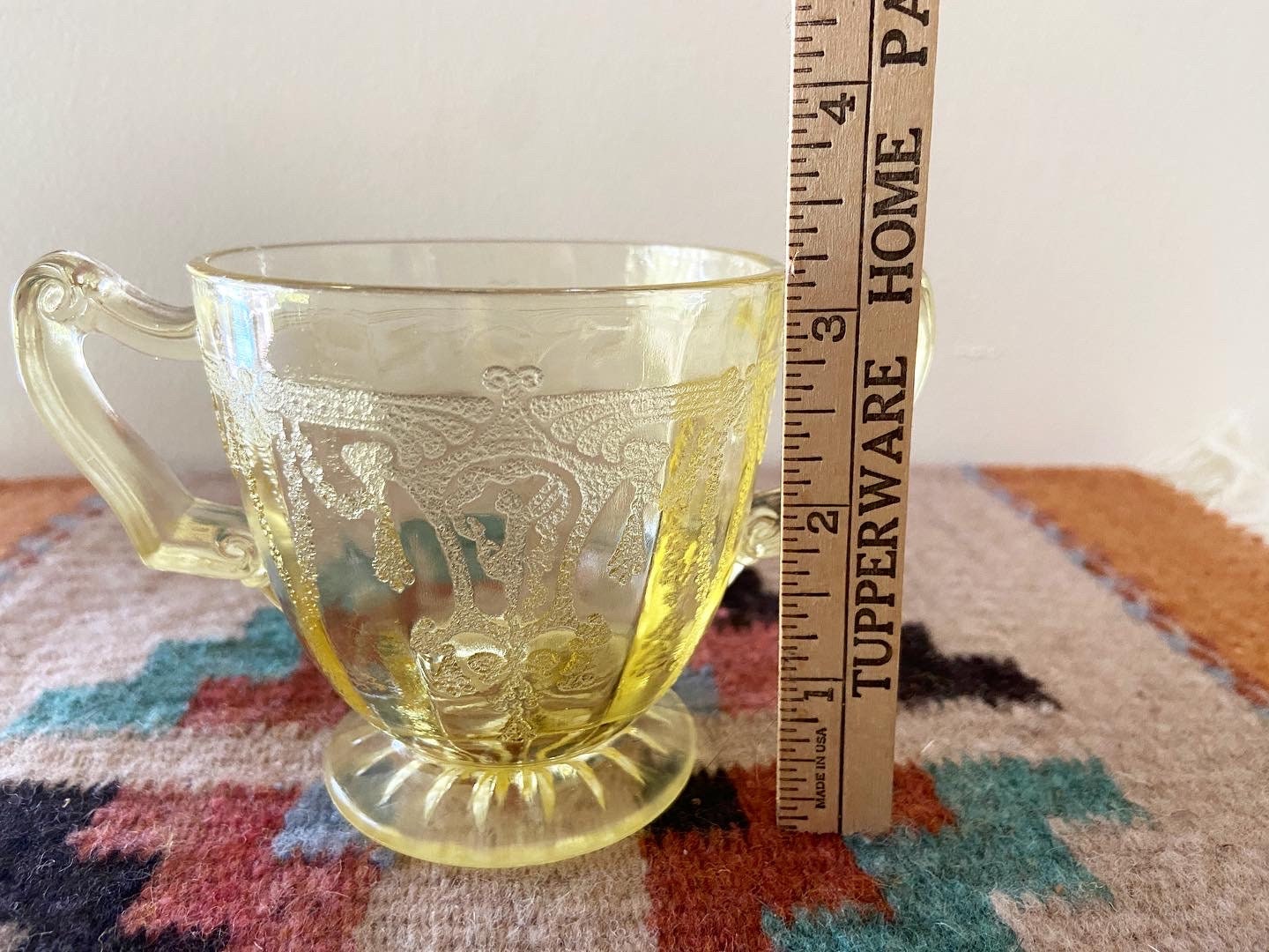 Anchor Hocking Depression Glass Yellow Sugar Bowl - Cameo Pattern - Etsy