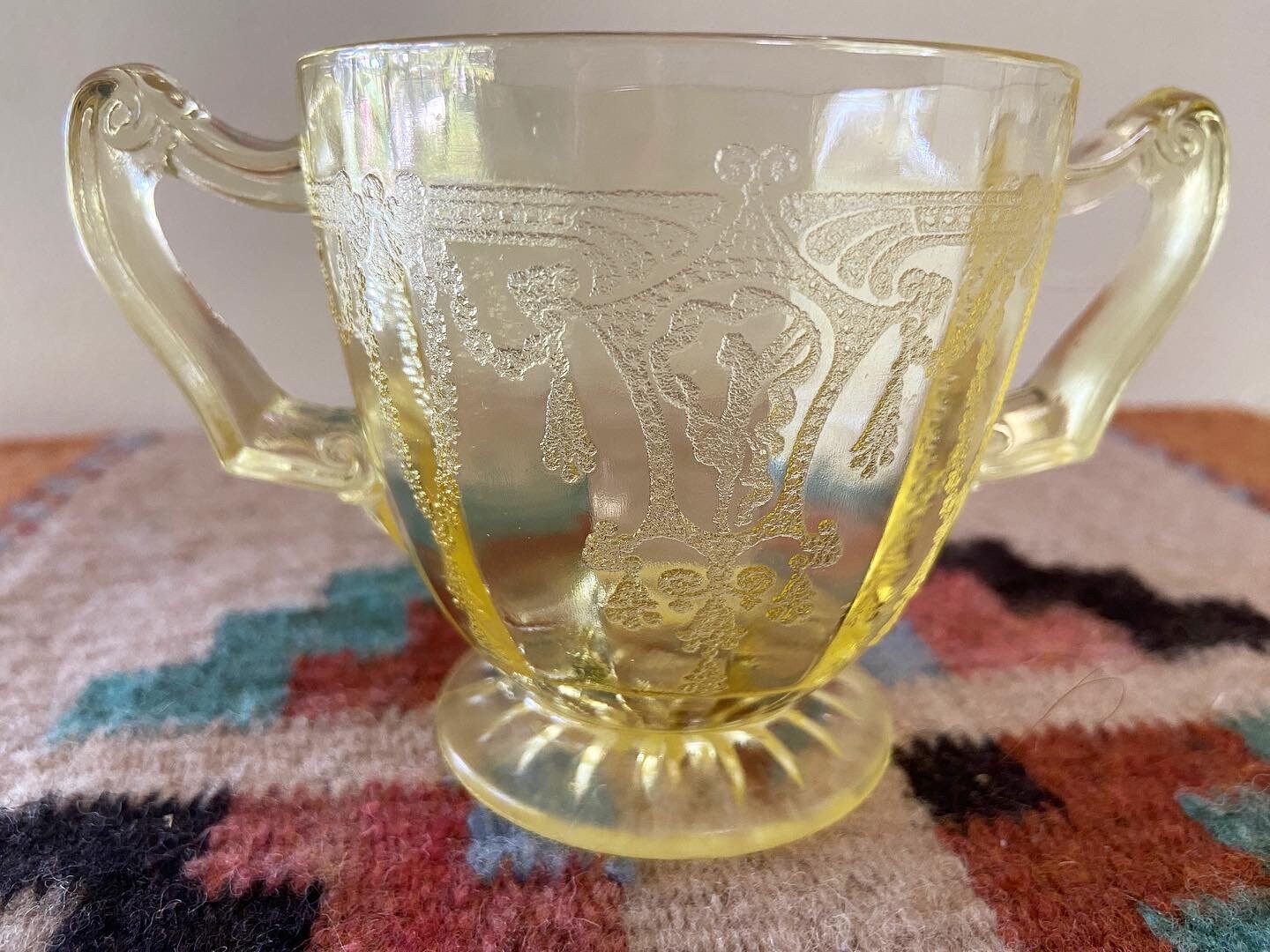 Anchor Hocking Depression Glass Yellow Sugar Bowl - Cameo Pattern - Etsy