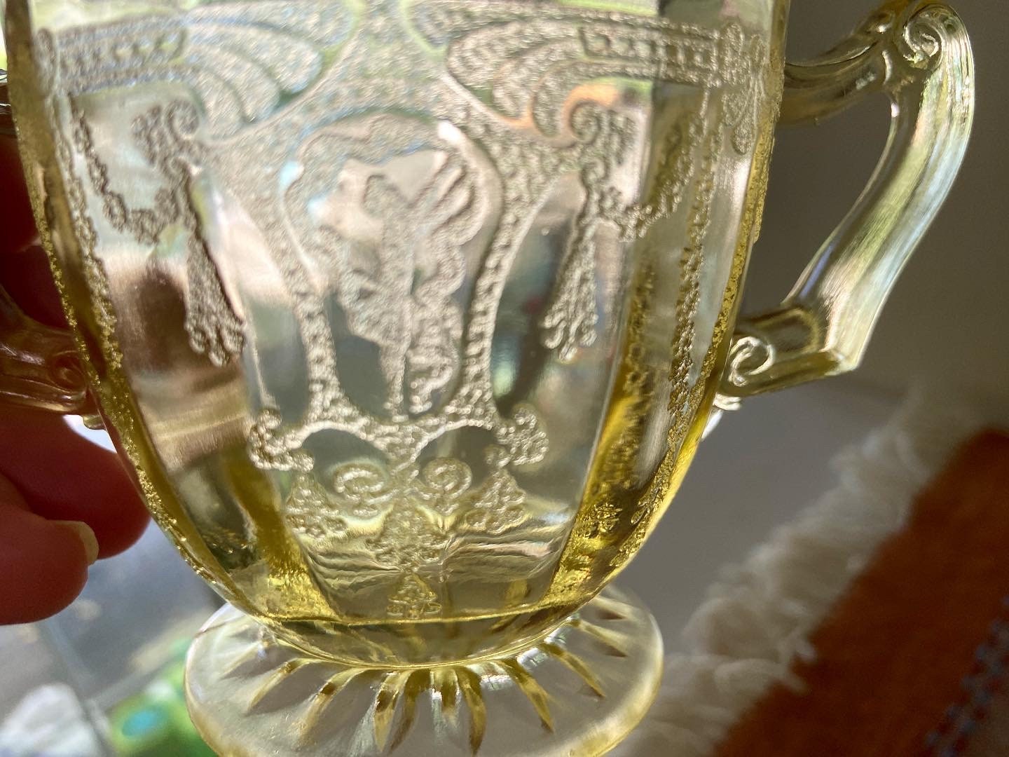 Anchor Hocking Depression Glass Yellow Sugar Bowl - Cameo Pattern - Etsy