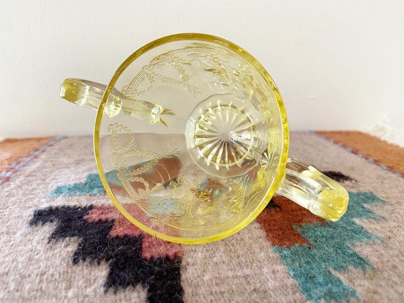 Anchor Hocking Depression Glass Yellow Sugar Bowl - Cameo Pattern - Etsy