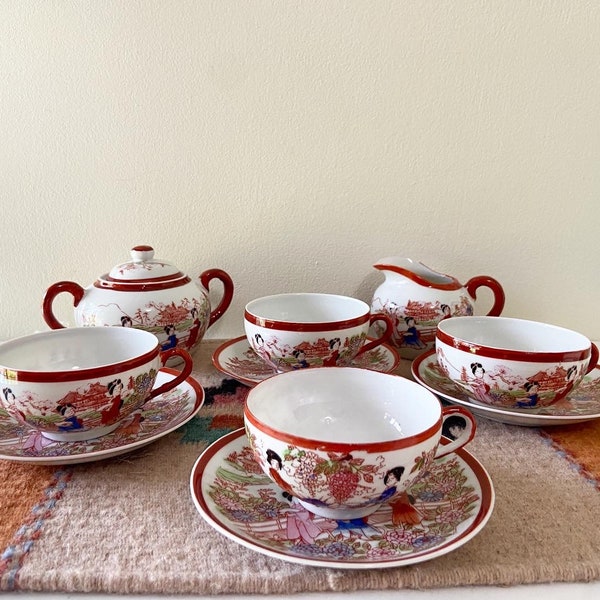 Japanese Kutani Geisha Girl Antique Tea Set - Etsy
